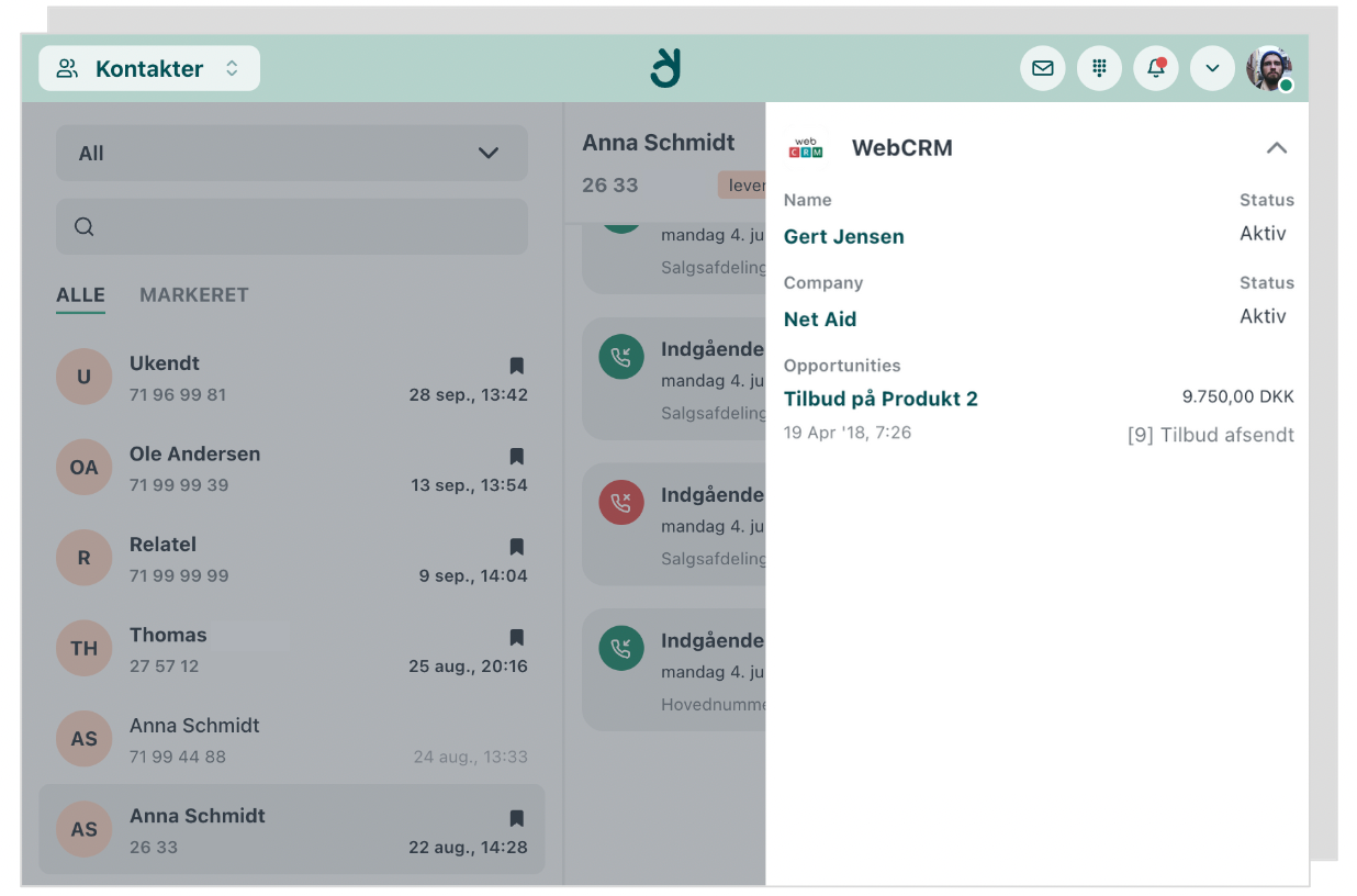 Integrer Relatel med WebCRM
